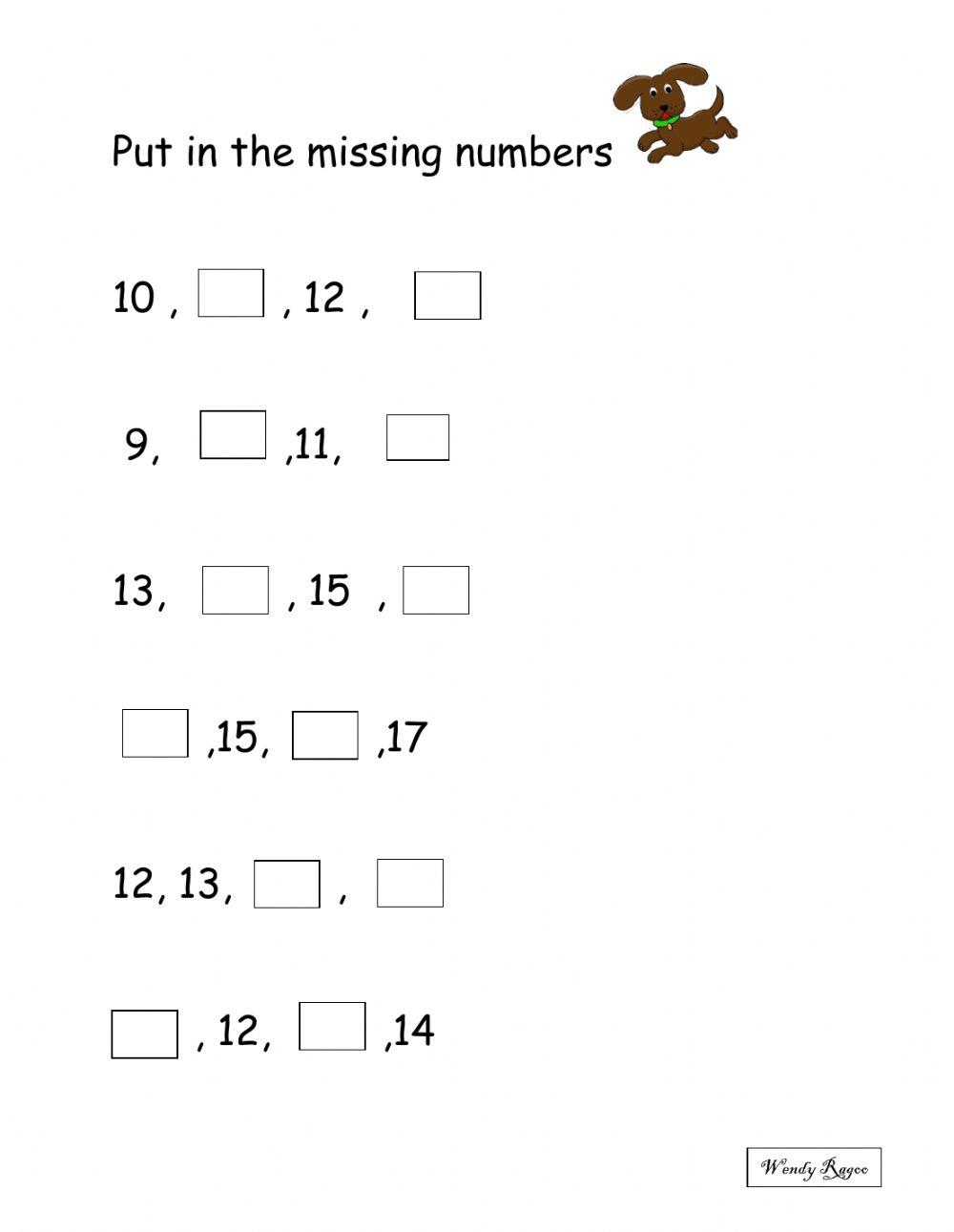 Missing Numbers 676178 | Wendy1970 | Live Worksheets