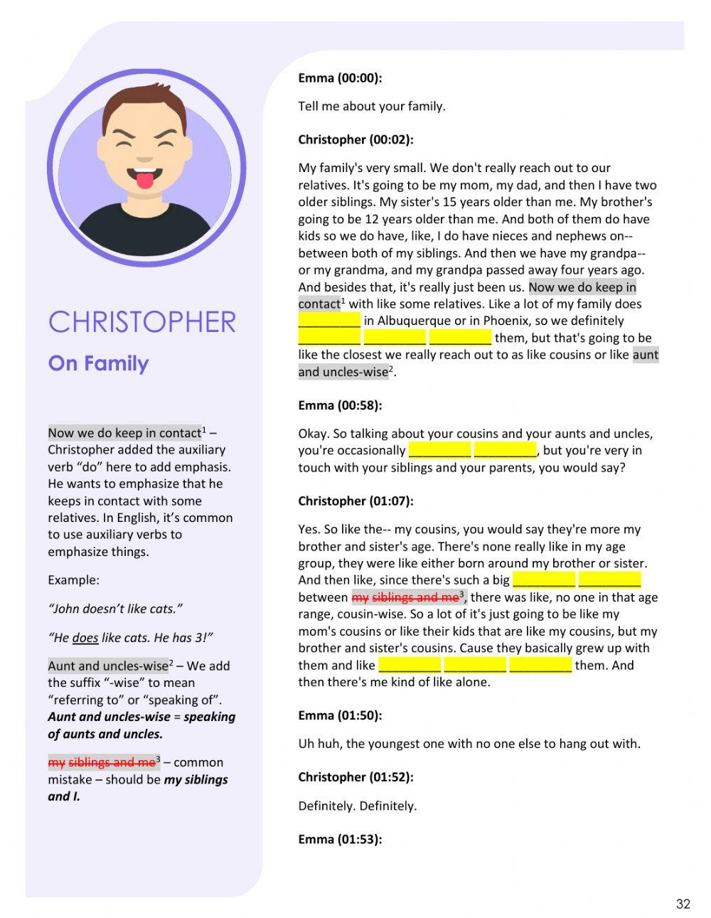 Christopher Family worksheet | Live Worksheets