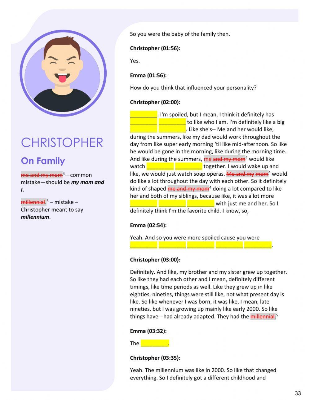 Christopher Family worksheet | Live Worksheets