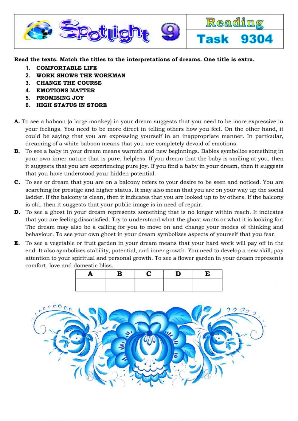 Spotlight 9 Tas… | Free Interactive Worksheets | 161511