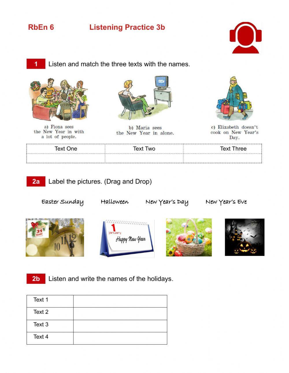 RbEn 6. U3. Listening Practice 3b online exercise for | Live Worksheets