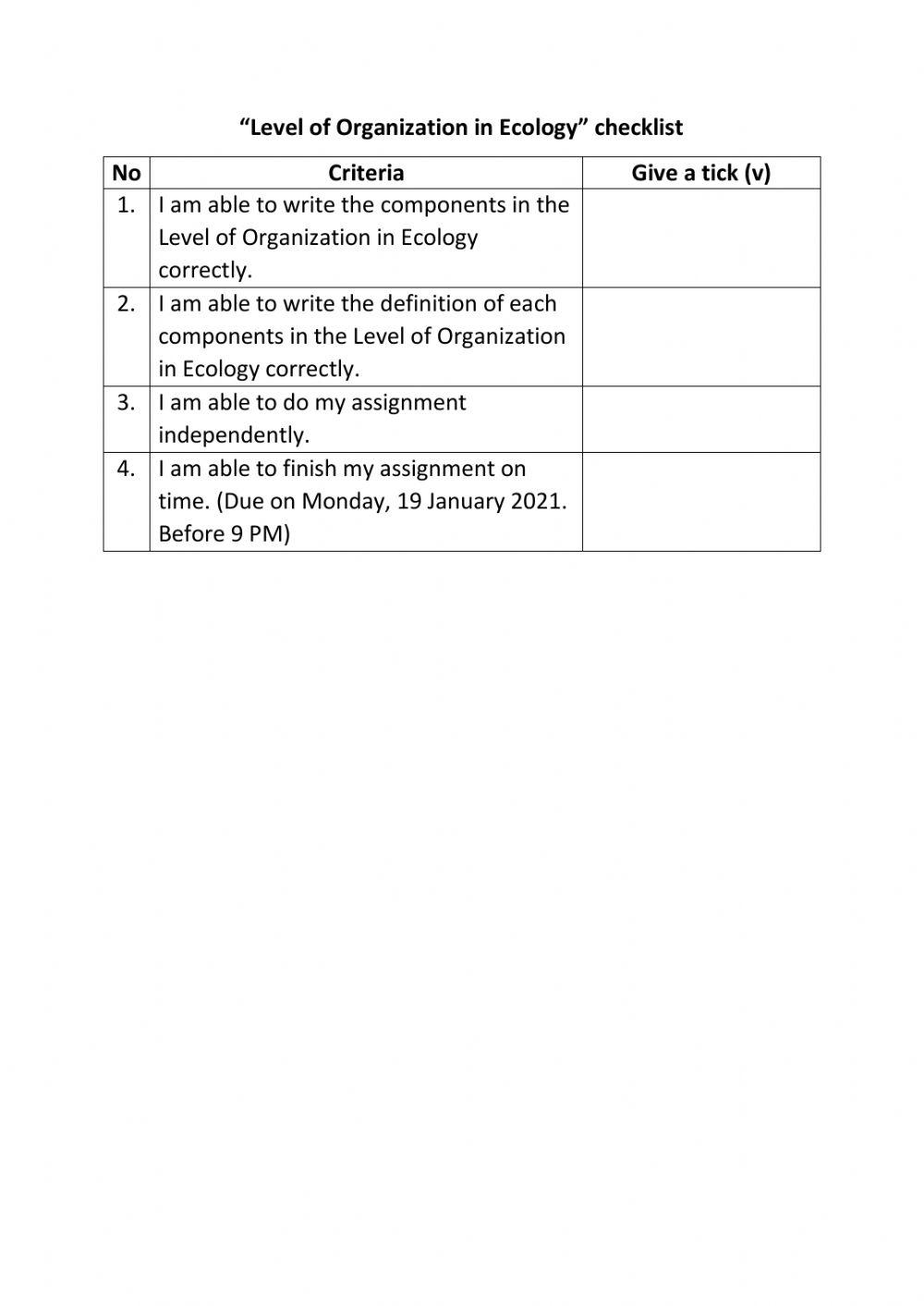 Level of Organization in Ecology worksheet online exercise for | Live ...