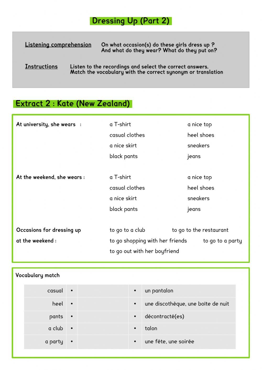 Dressing up (part 2) worksheet | Live Worksheets