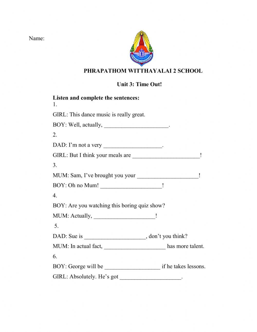 Unit 3: Time Ou… | Free Interactive Worksheets | 6342869