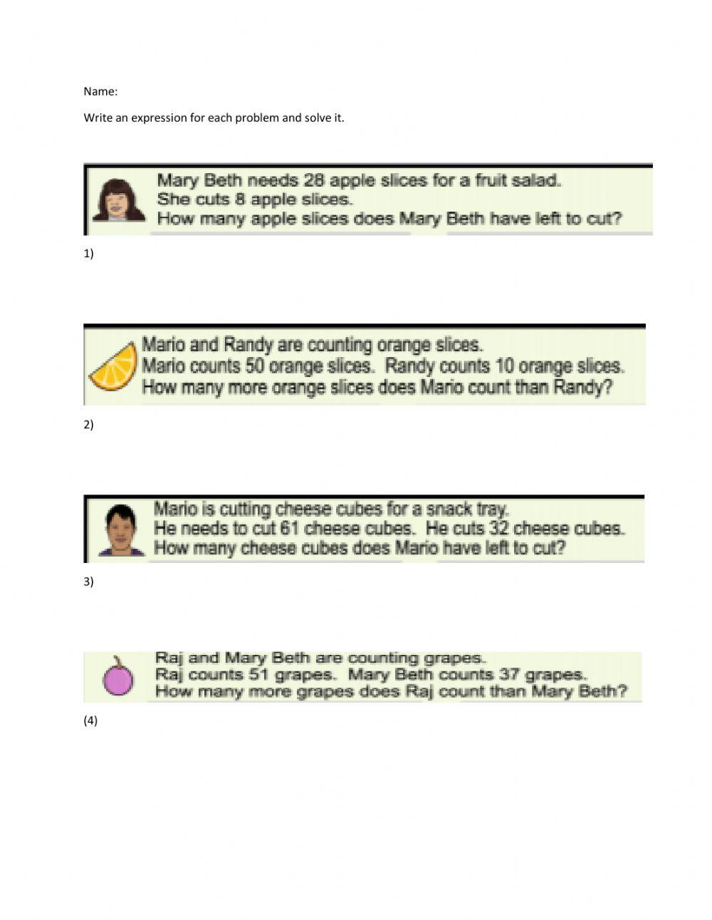 Subtraction Practice activity | Live Worksheets