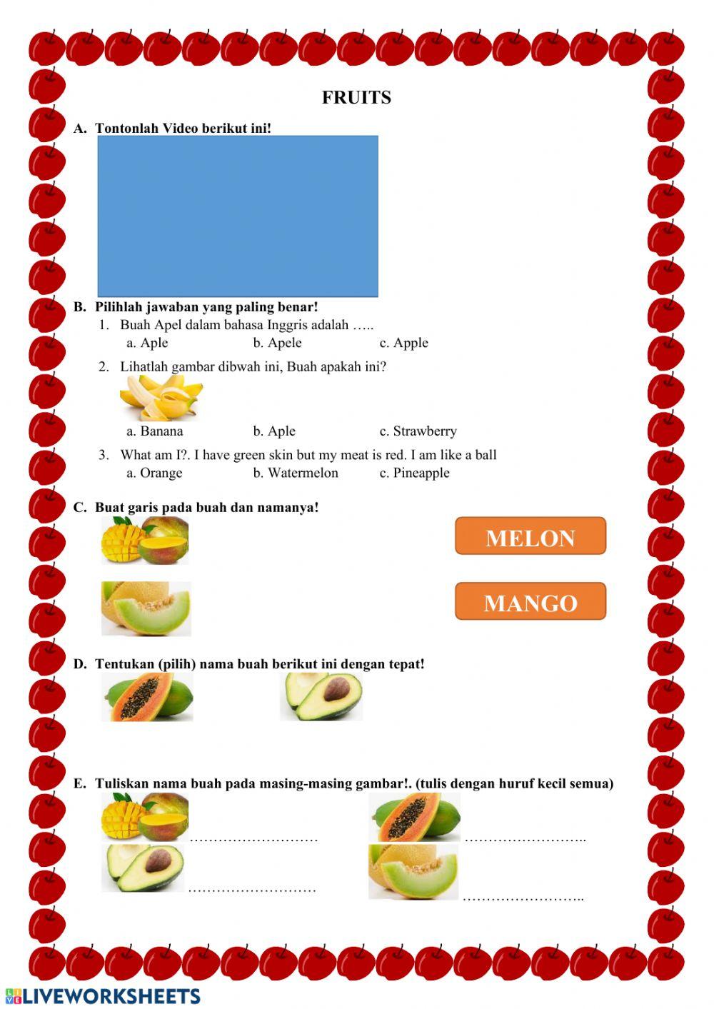 Fruit online exercise for 1 | Live Worksheets