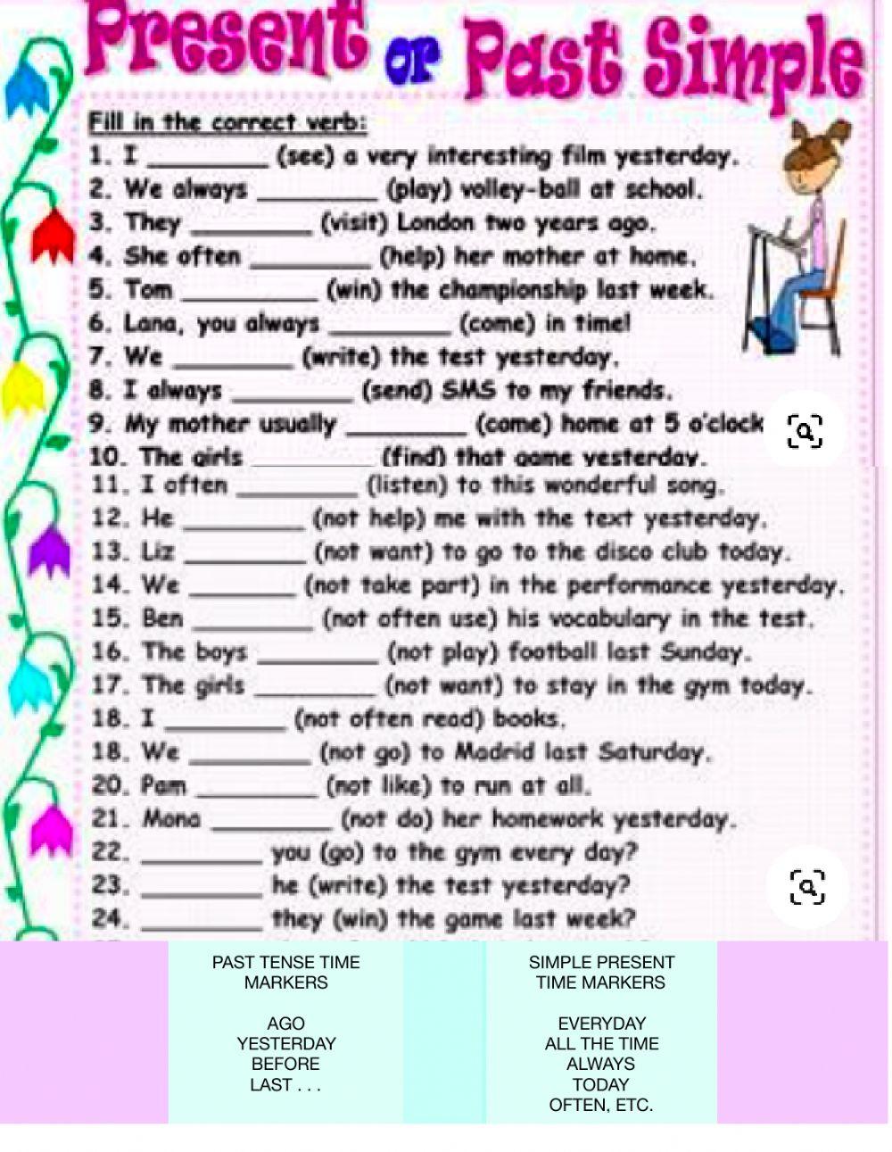 Simple present - simple past | Live Worksheets