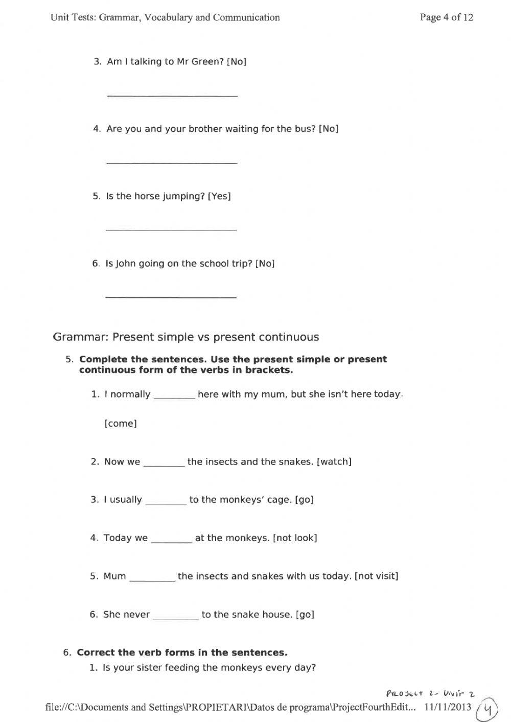Project 2 - unit 2 test online exercise for | Live Worksheets