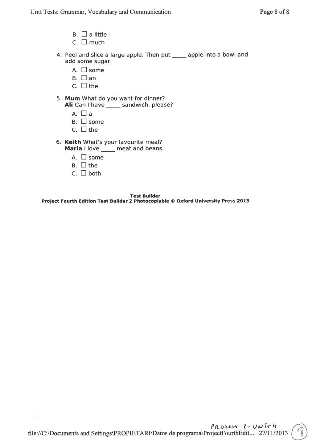 Exam project 2 unit 4 worksheet | Live Worksheets