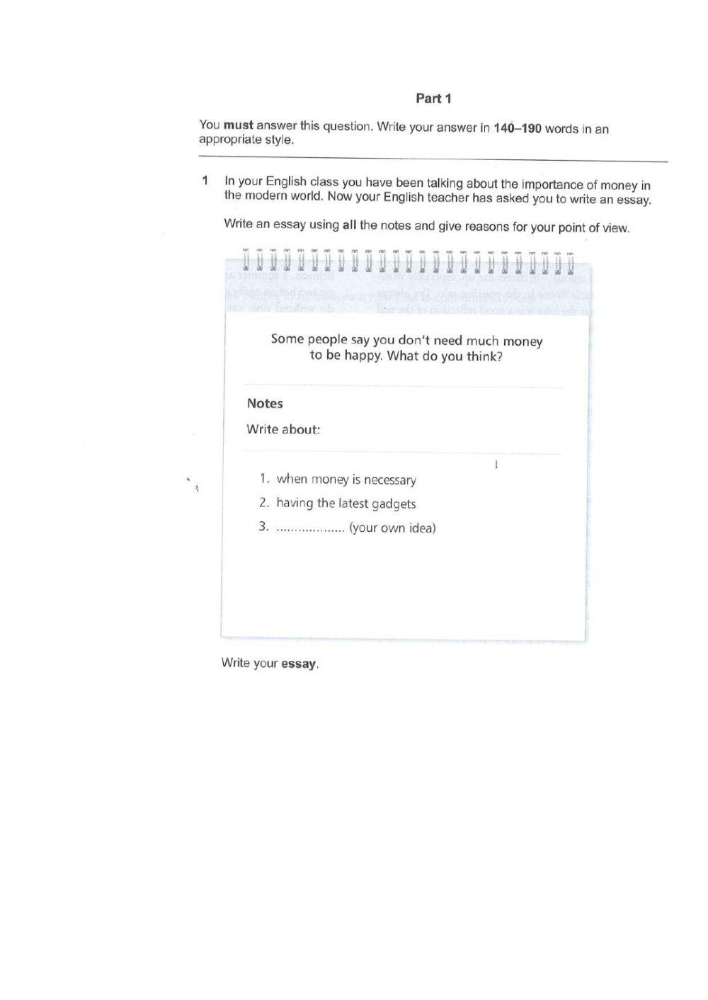 Writing online exercise for FCE | Live Worksheets