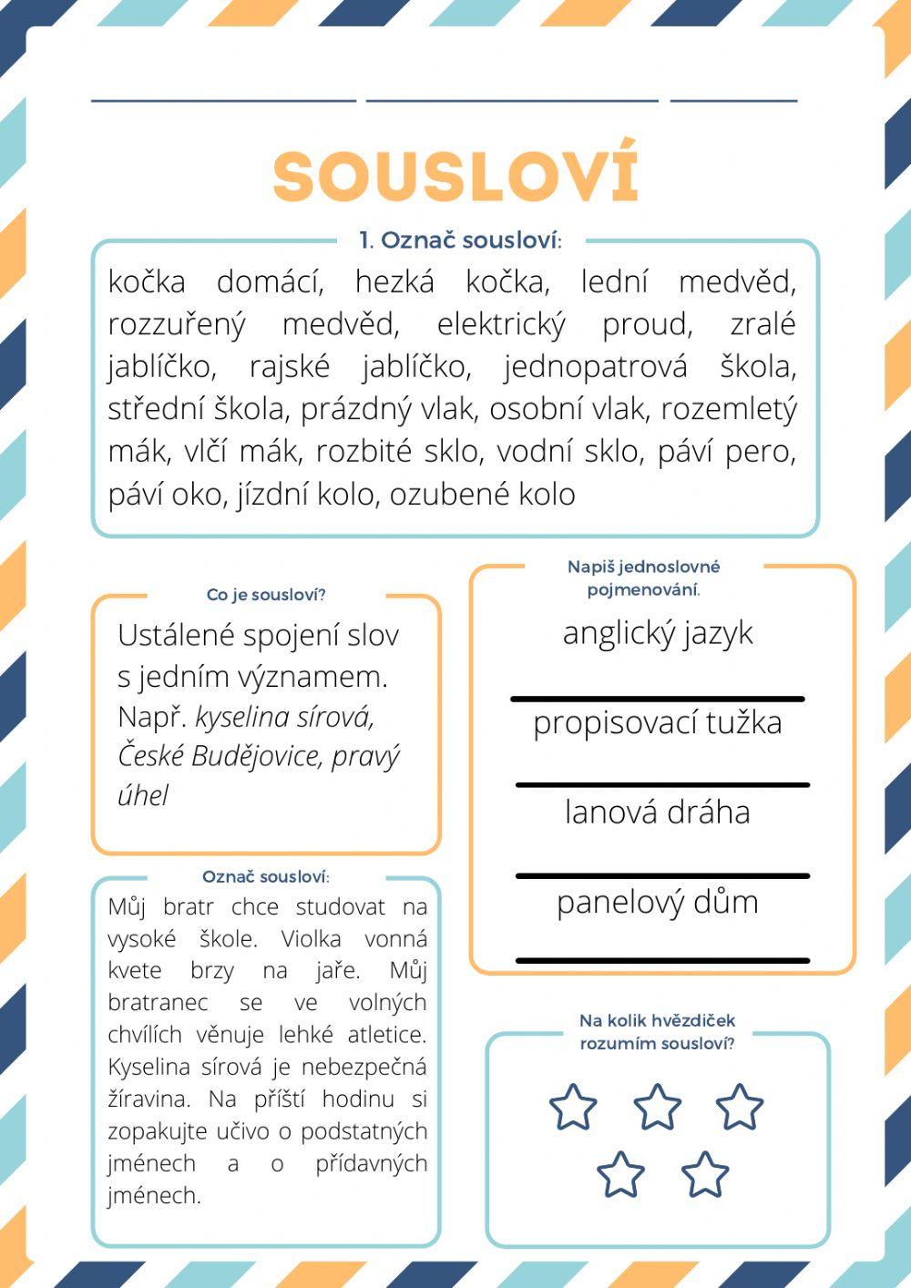 Sousloví | Free Interactive Worksheets | 677094