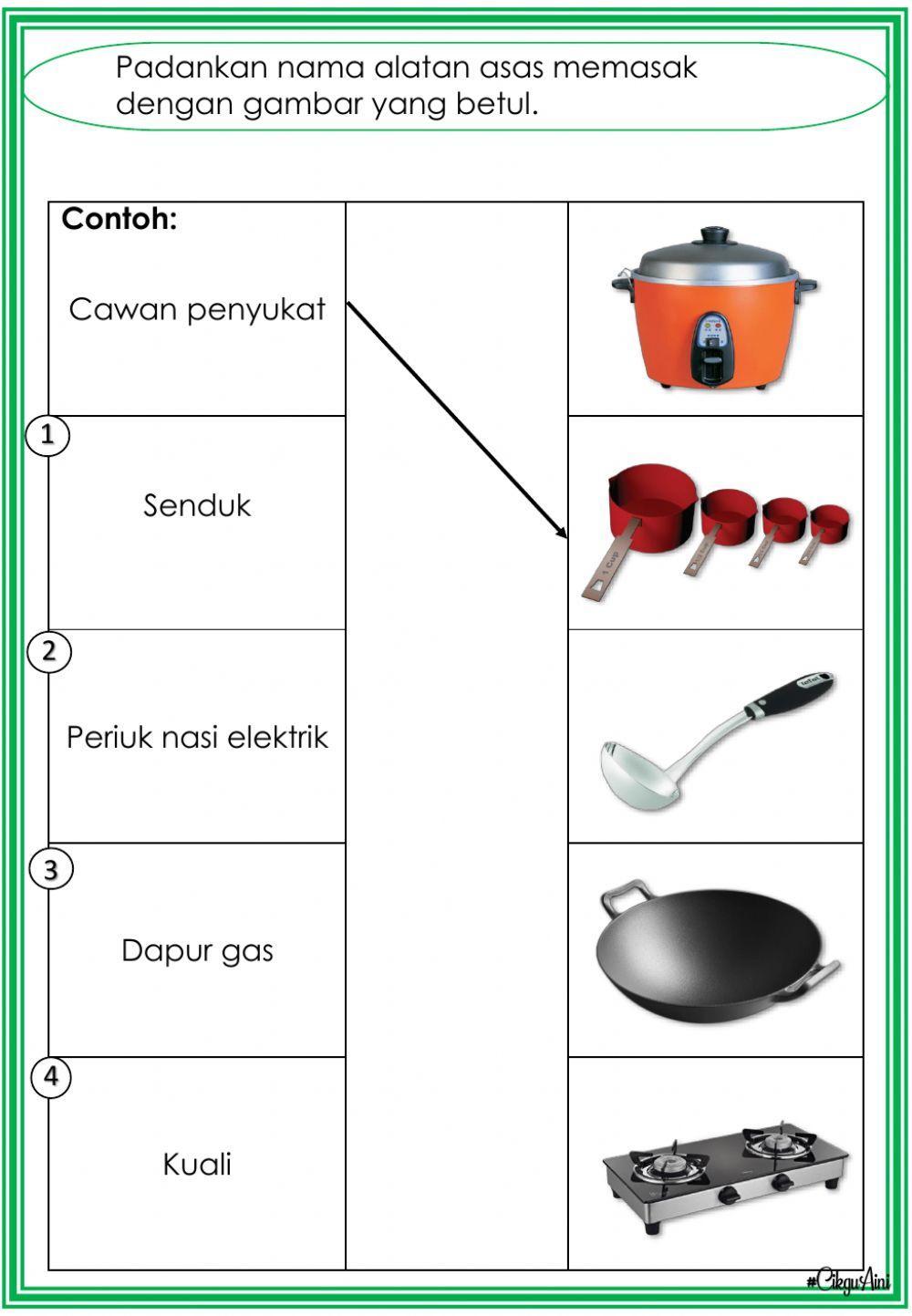 Alatan asas masakan worksheet | Live Worksheets