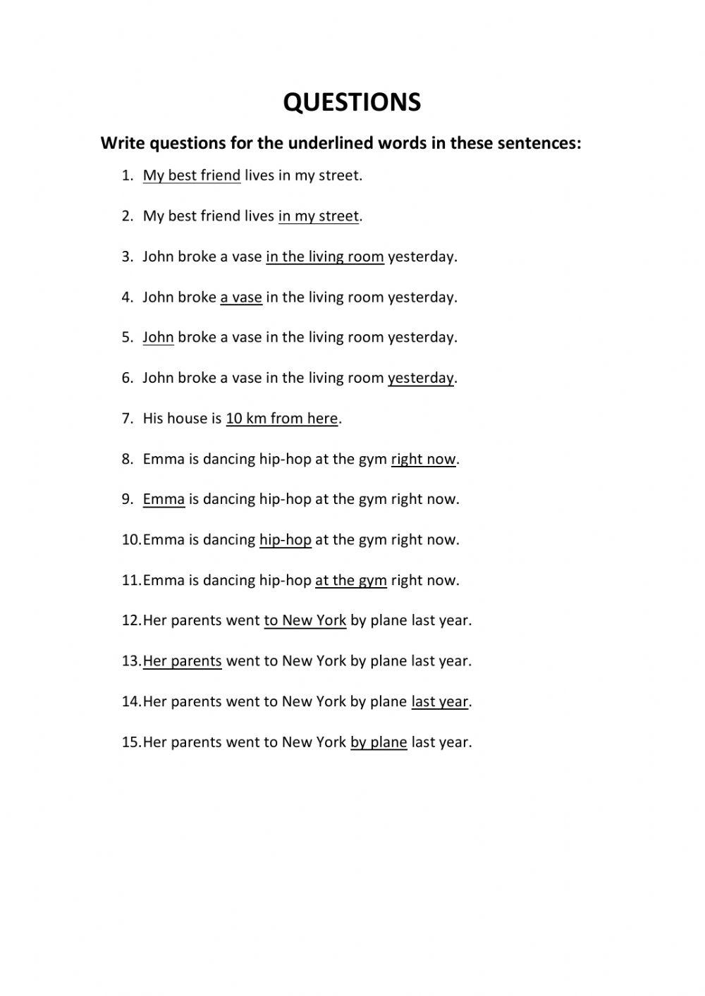 Questions online exercise for Segundo de ESO | Live Worksheets