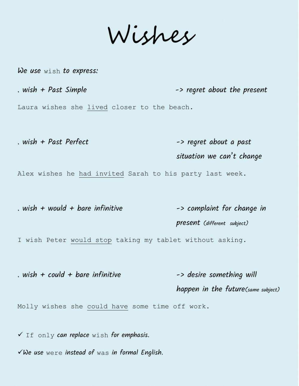 Wishes | Free Interactive Worksheets | 678088