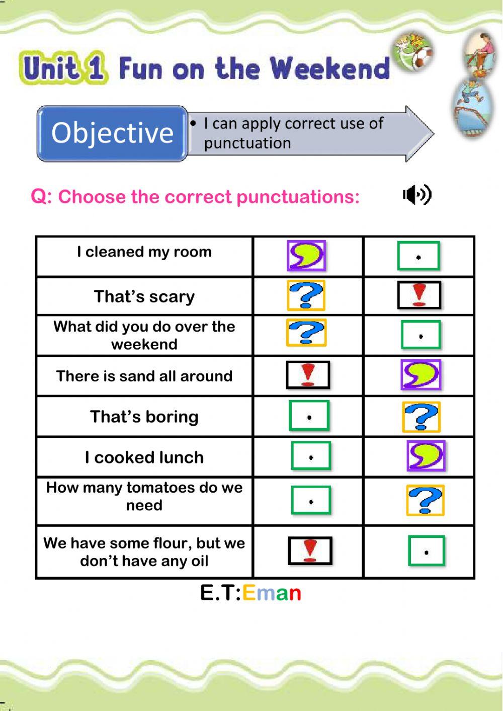 Punctuation | Free Interactive Worksheets | 678509