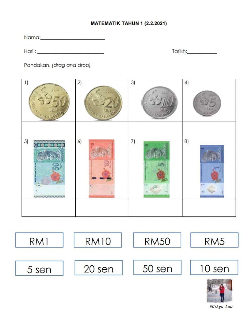 Matematik tahun 1 activity for GRADE 1 | Live Worksheets