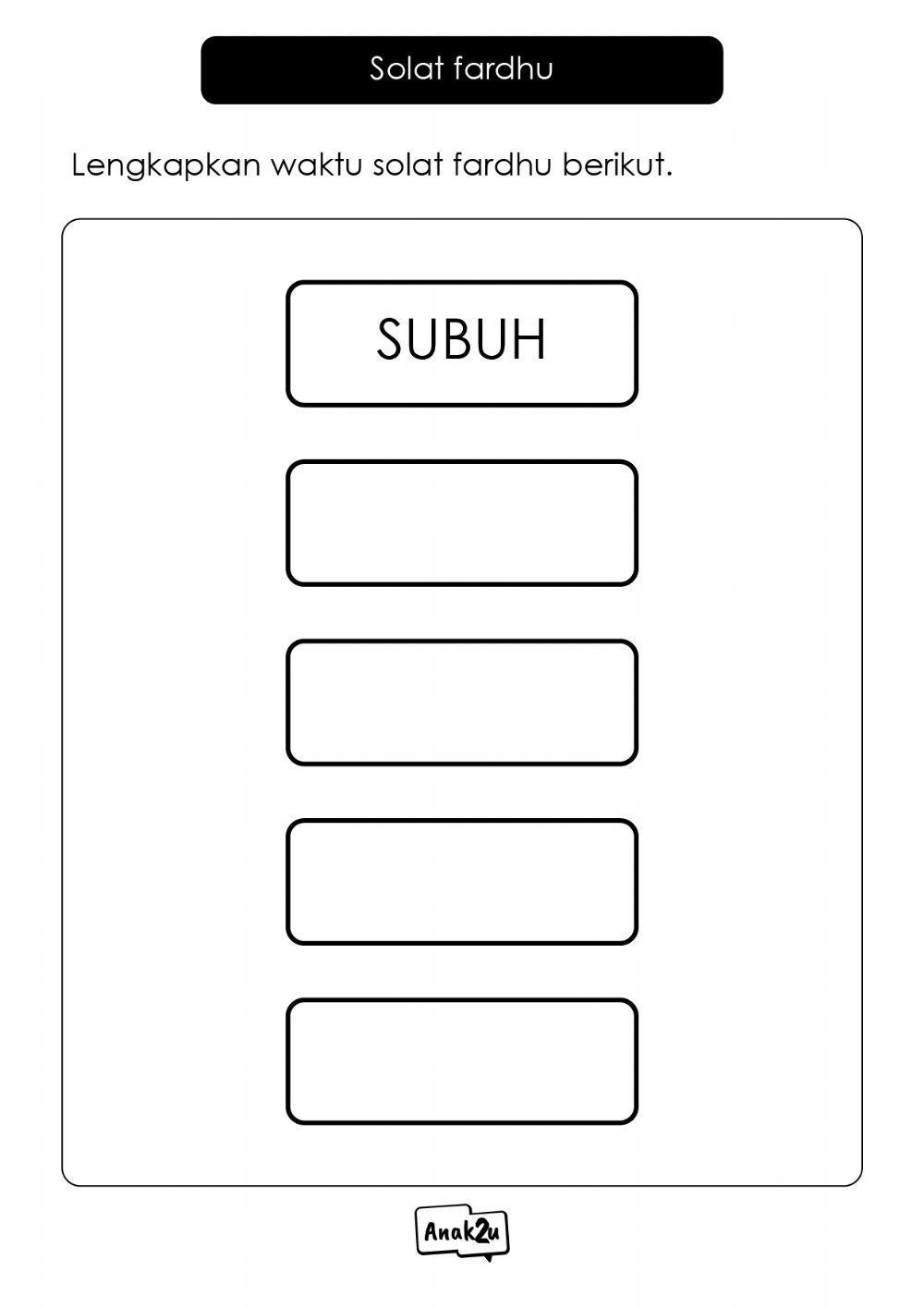 Solat online pdf worksheet for PPKI | Live Worksheets