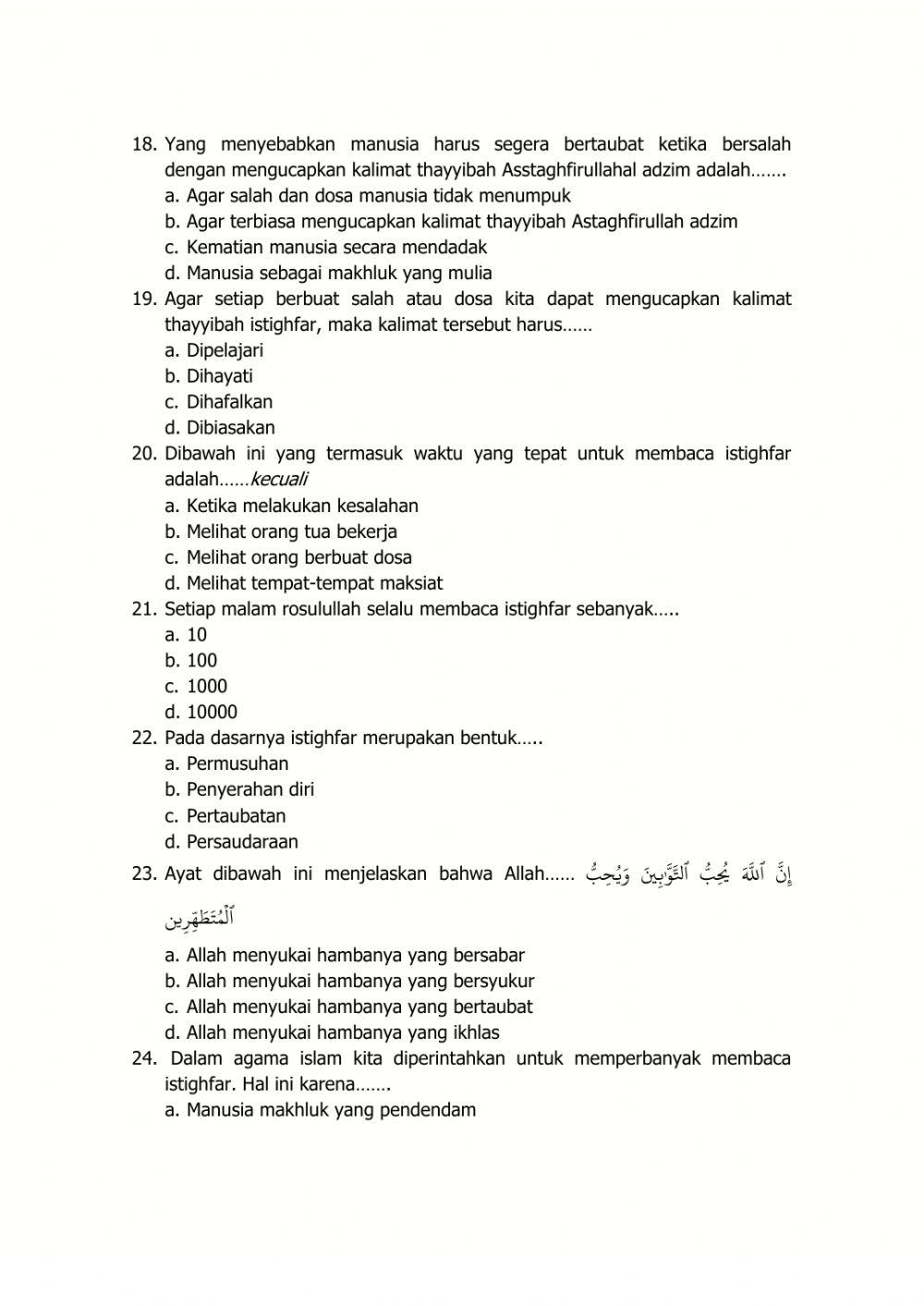 Tes Formatif activity | Live Worksheets