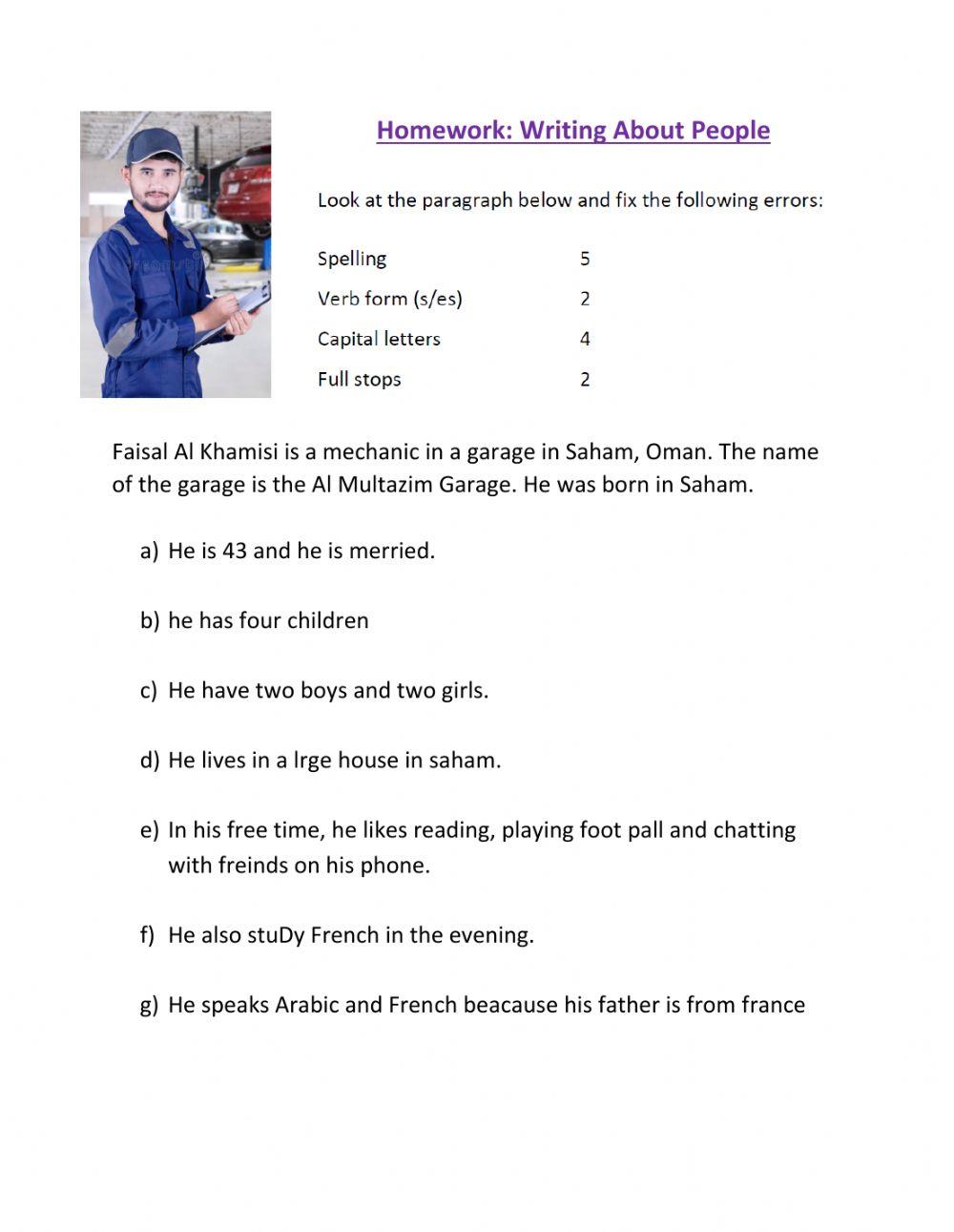 Writing About People 6 online exercise for | Live Worksheets