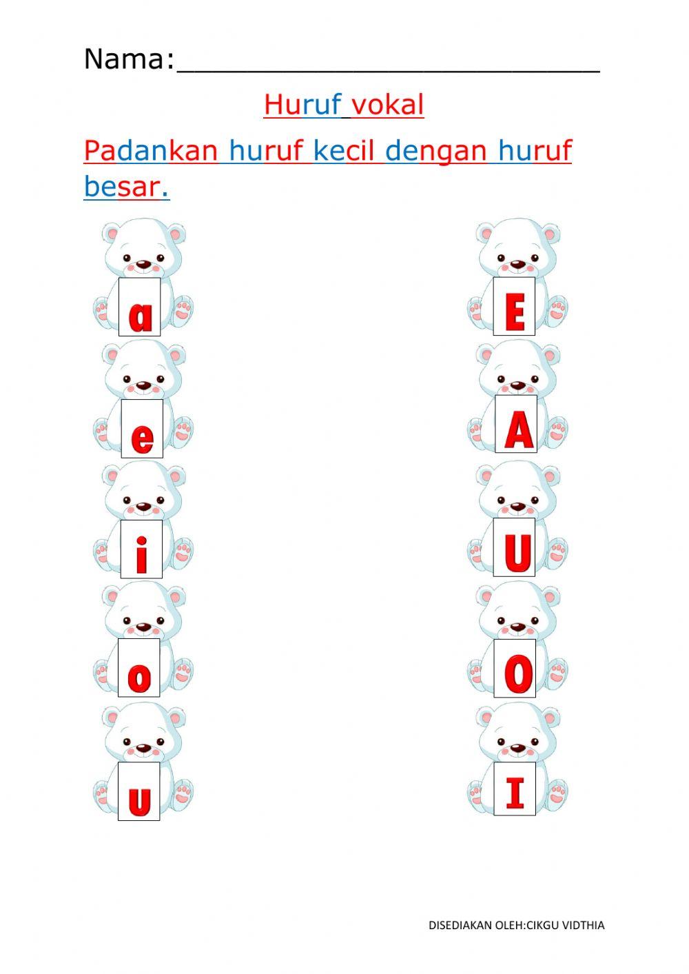 HURUF VOKAL | Free Interactive Worksheets | 4671395