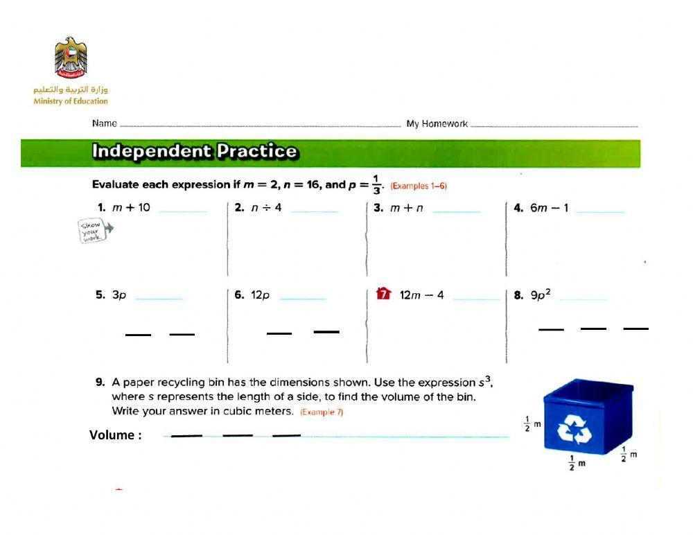 Variable And Expressions Worksheets