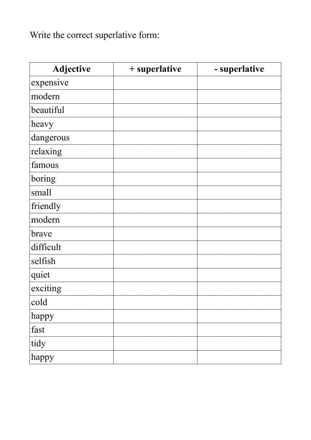 Superlatives: +… | Free Interactive Worksheets | 679517