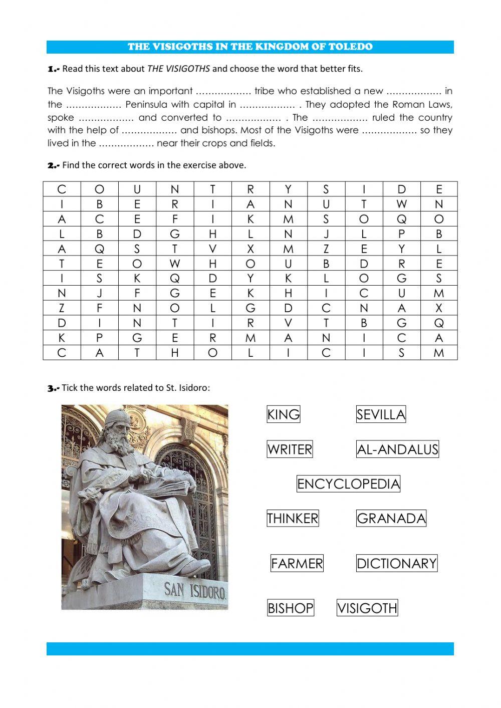 The Visigoths | Free Interactive Worksheets | 679552