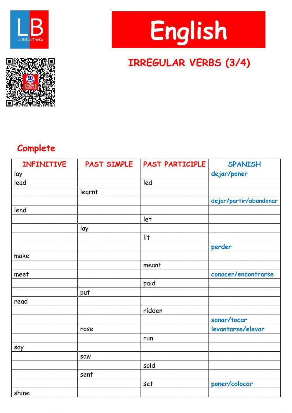 Verbos irregulares - Irregular Verbs🌽 Entenda a escala de Boston 6/9!
