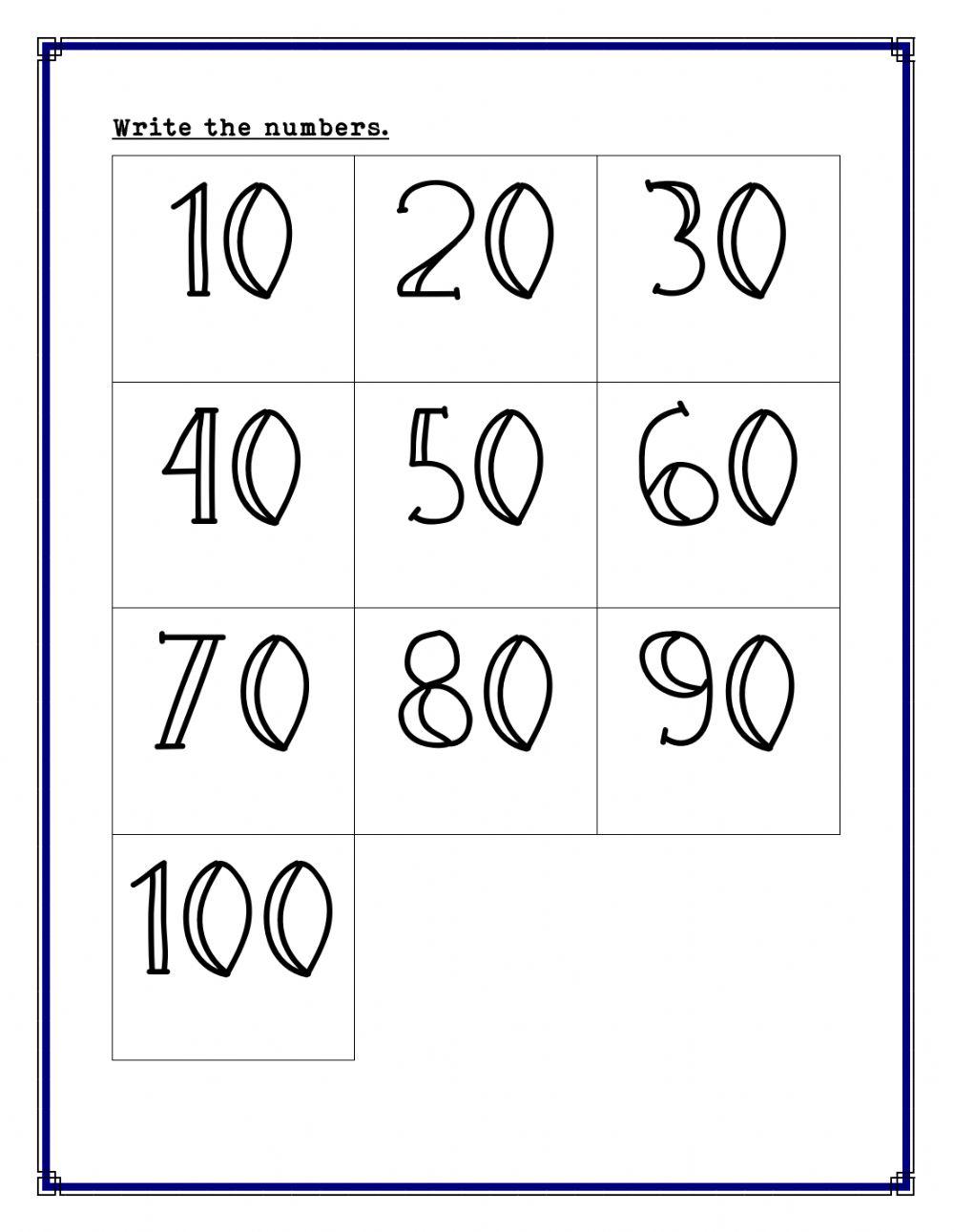 Write the numbers interactive activity | Live Worksheets