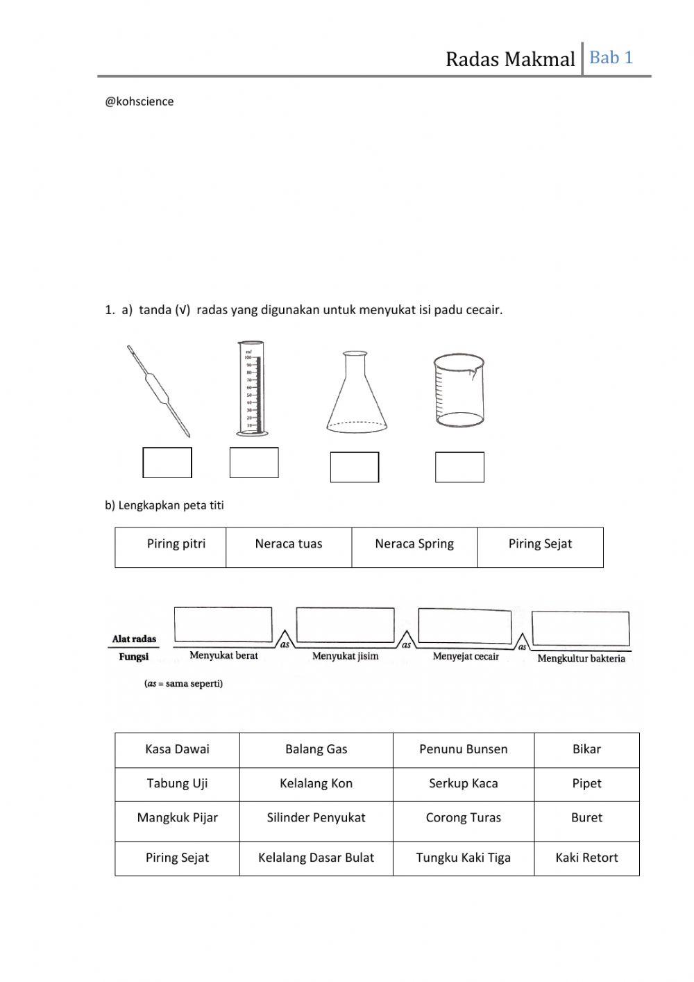 Radas makmal | Free Interactive Worksheets | 690180