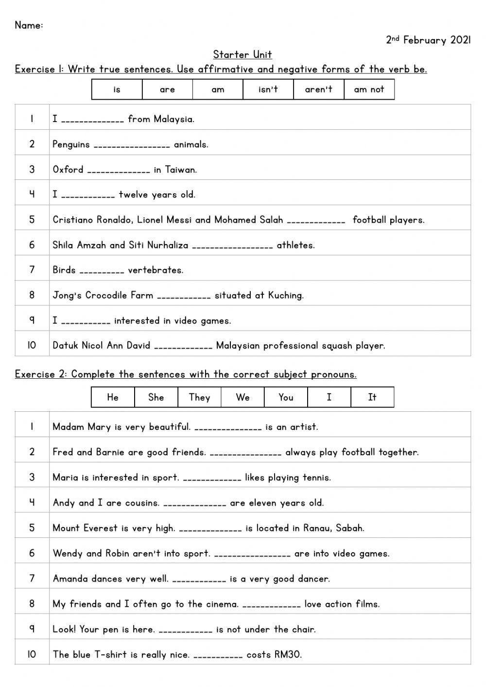 Unit 1: Welcome | Free Interactive Worksheets | 679976