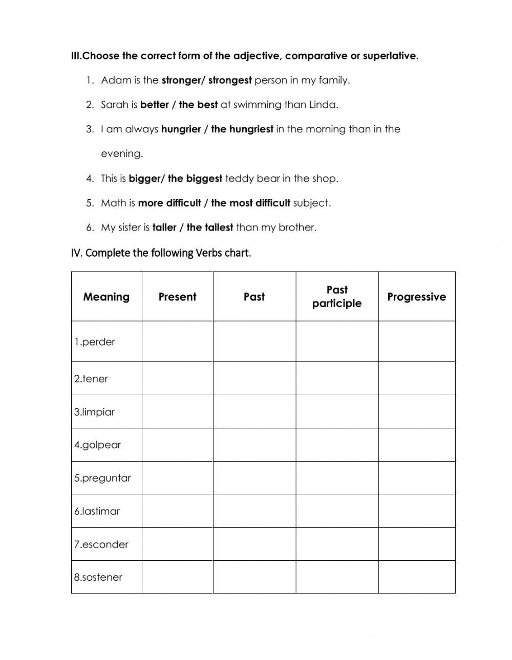 Grammar online exercise for 3rd | Live Worksheets