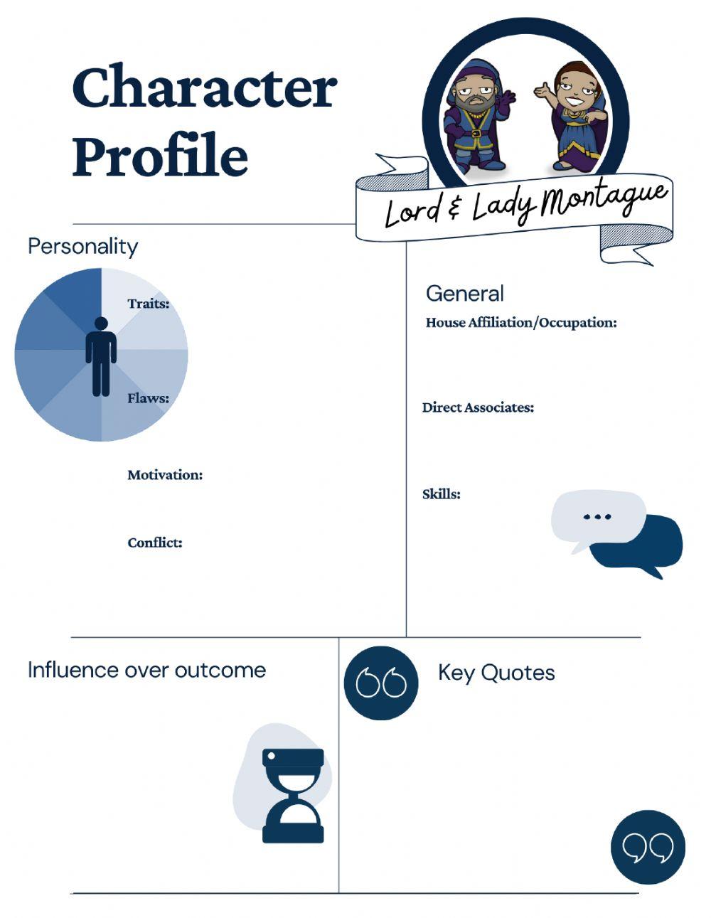 Lord and Lady Montague - Character Profile - Graphic Organizer ...
