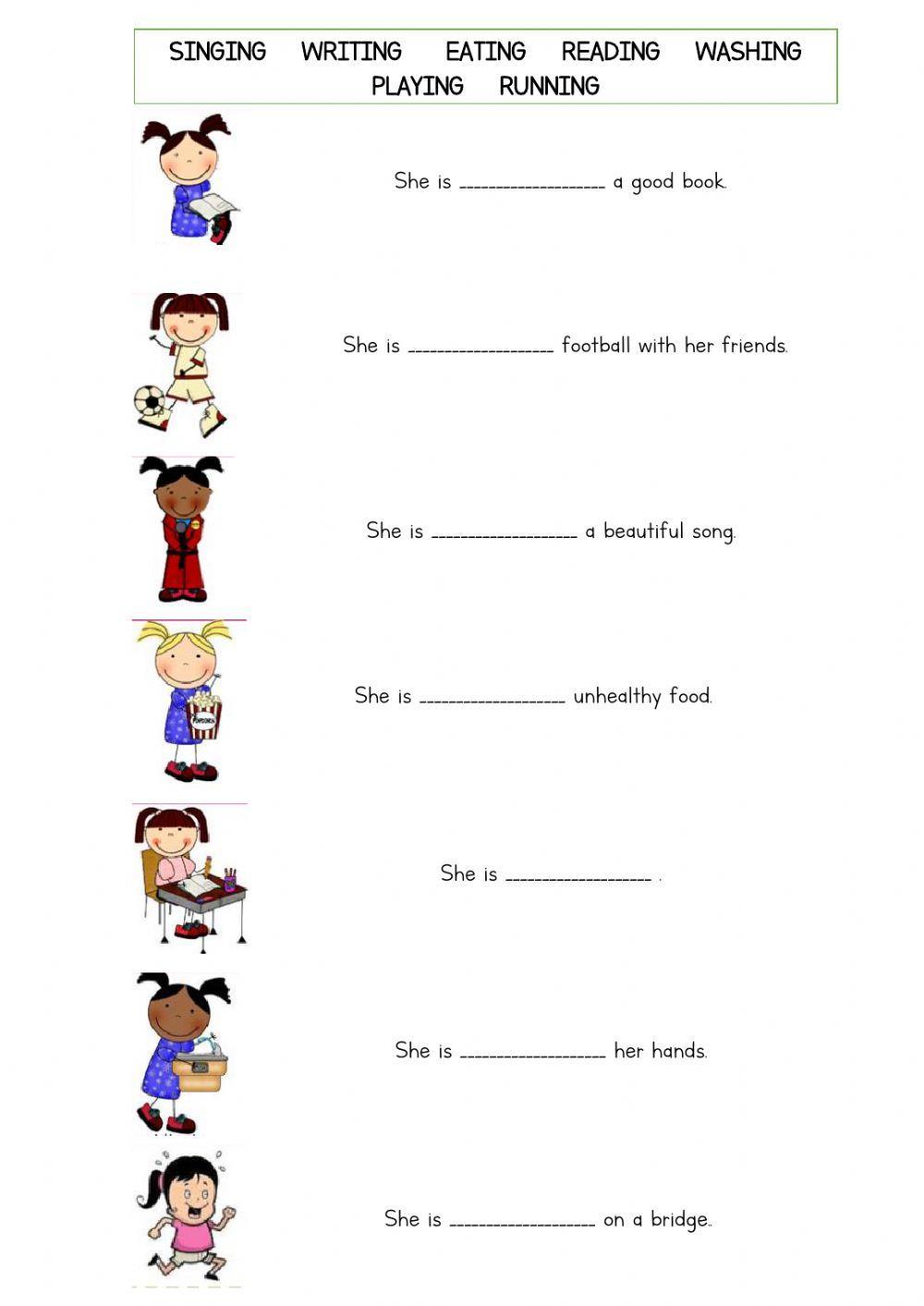 What is she doi… | Free Interactive Worksheets | 681357