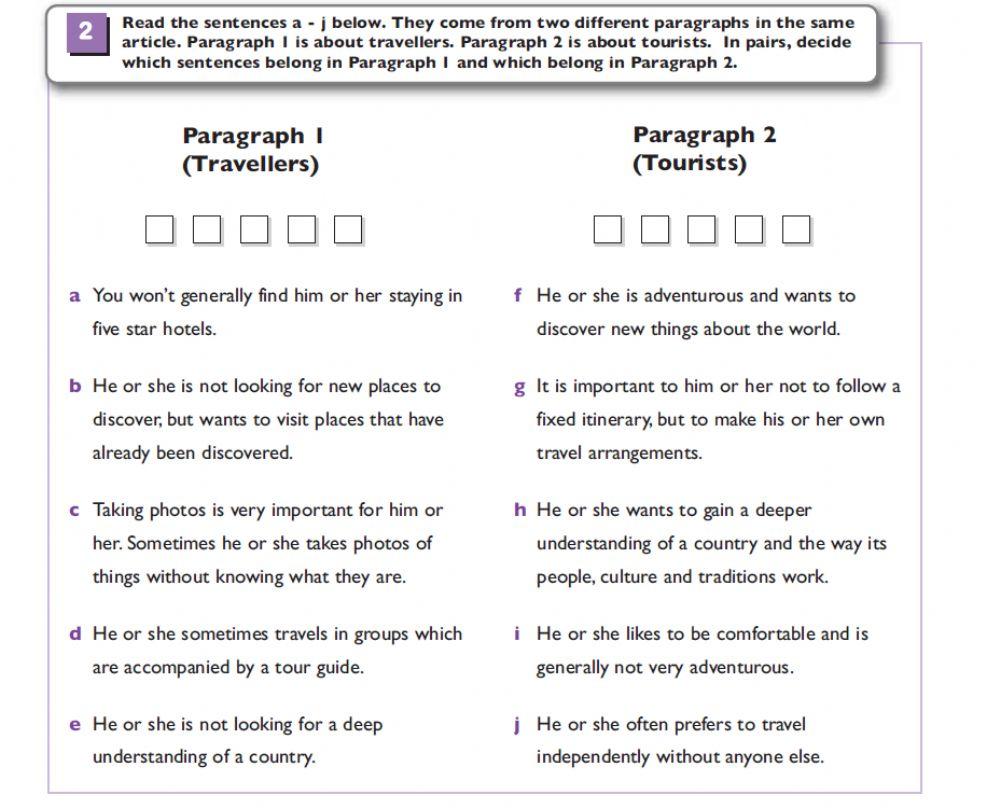 Types of tourism interactive worksheet | Live Worksheets