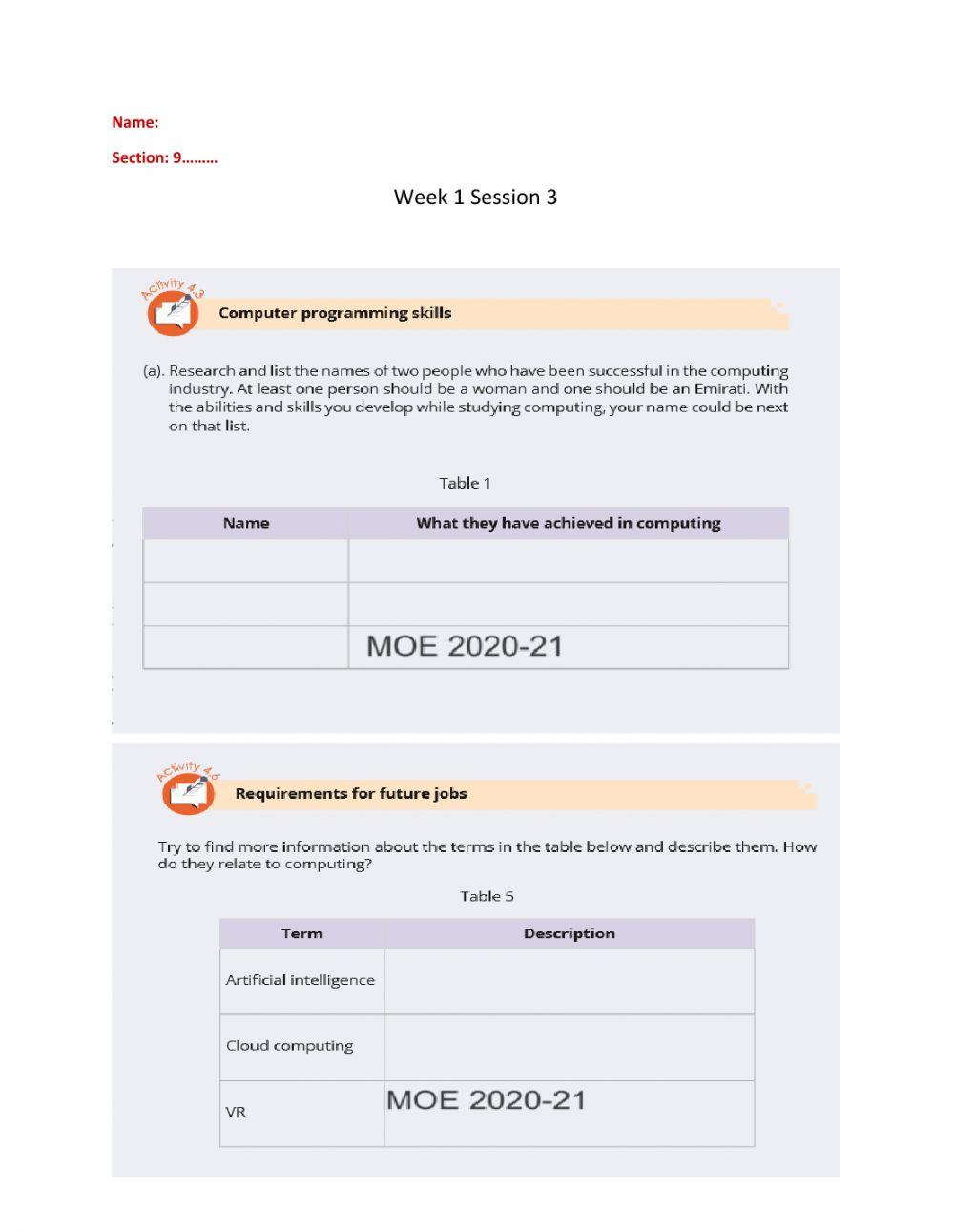 Week1 Grade 9 | Free Interactive Worksheets | 614213