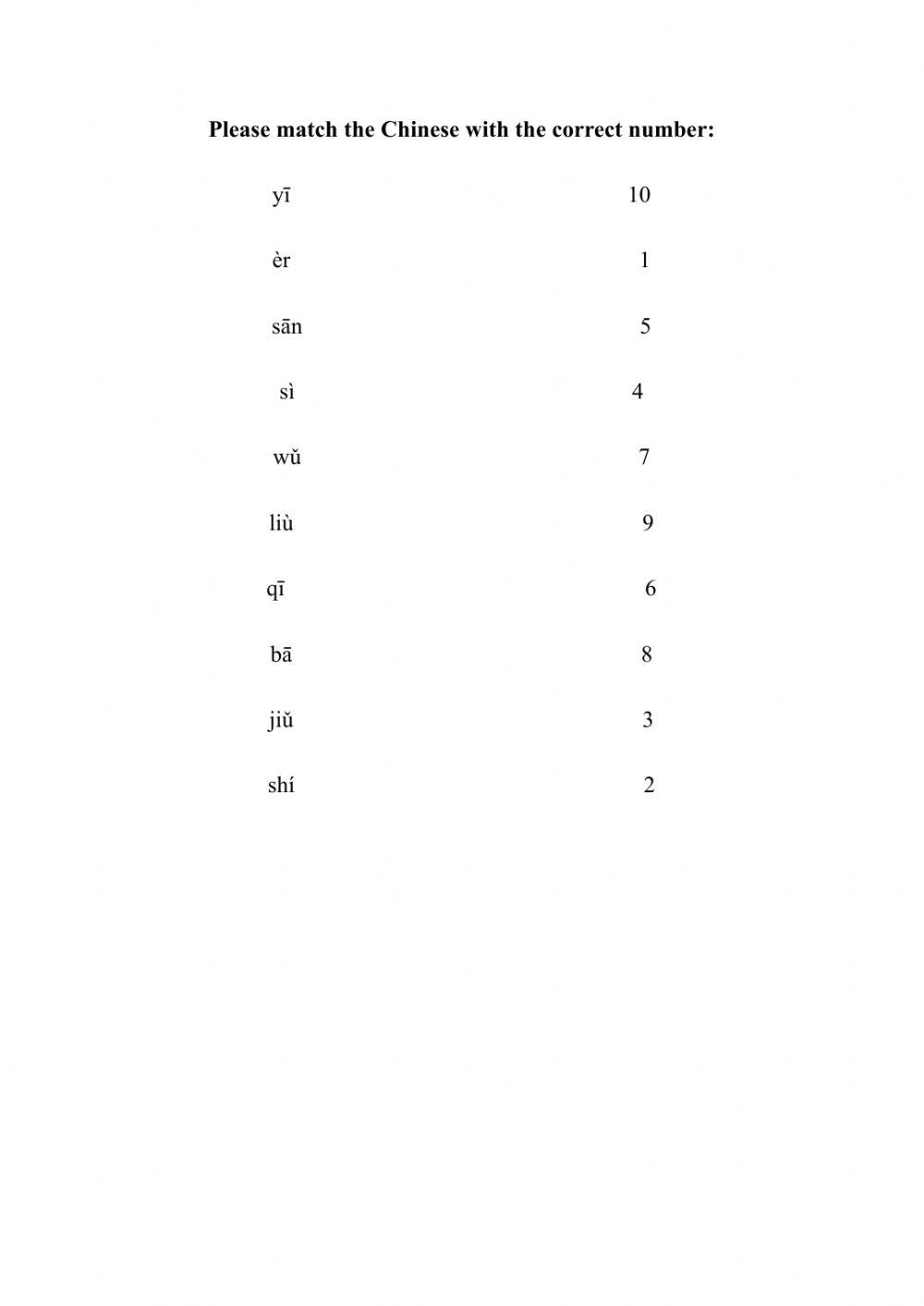 Match numbers exercise | Live Worksheets