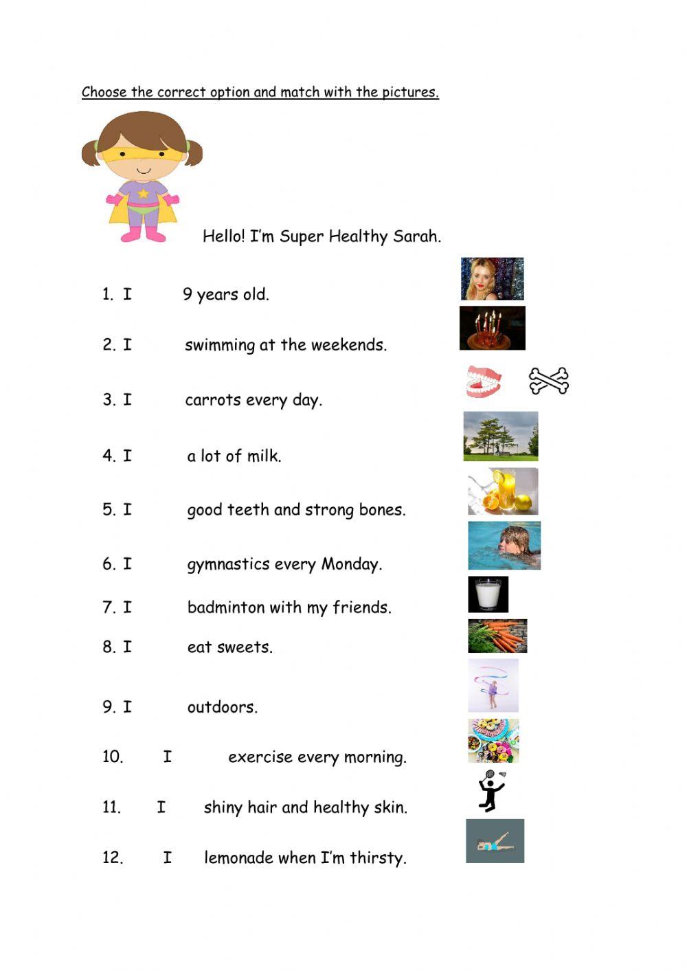 Healthy life online exercise | Live Worksheets