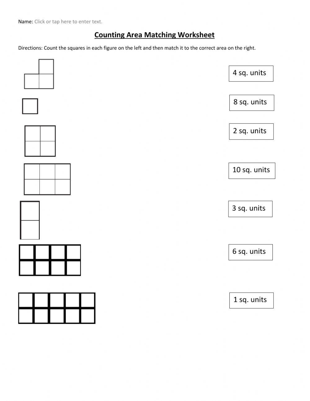 Counting Area Matching Worksheet 615113 | rekortc