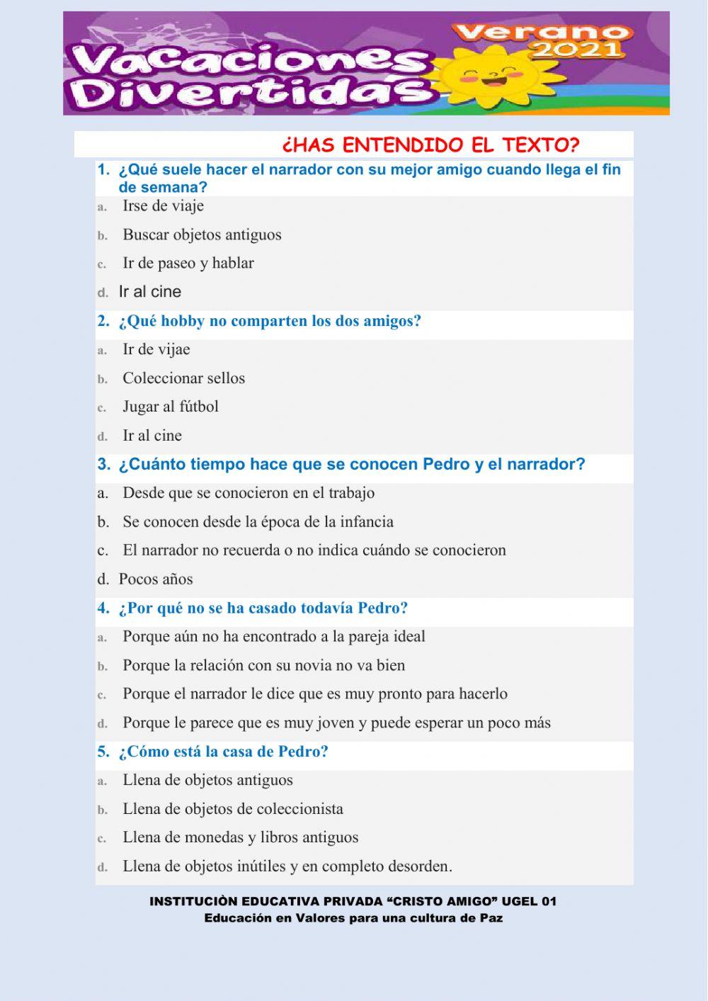 Comprension De Lectura Online Exercise For 5 Ano Live Worksheets ... Comprension De Lectura Online Exercise For 5 Ano Live Worksheets ...