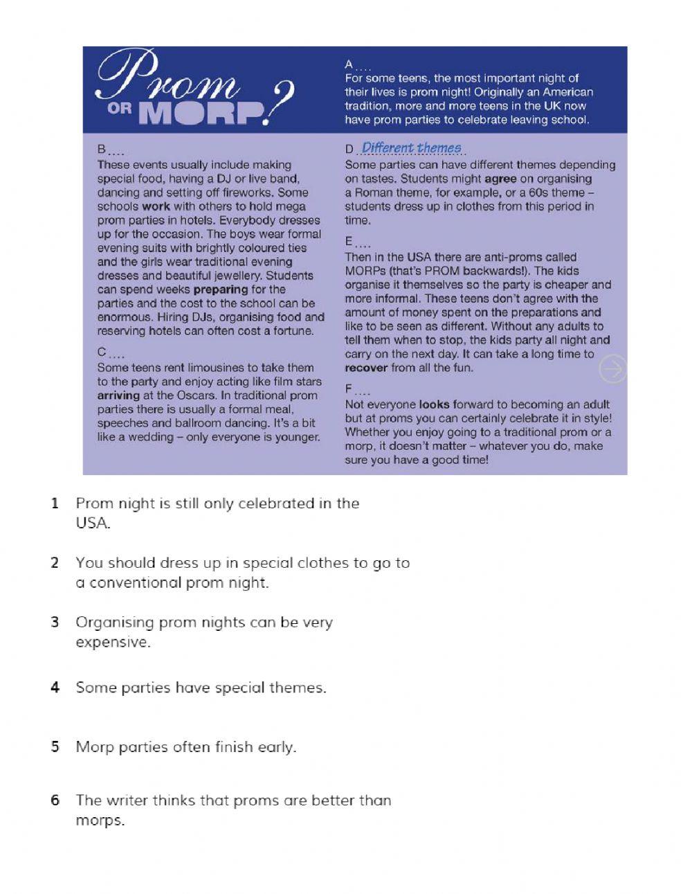 Vocabulary unit 6 online exercise | Live Worksheets