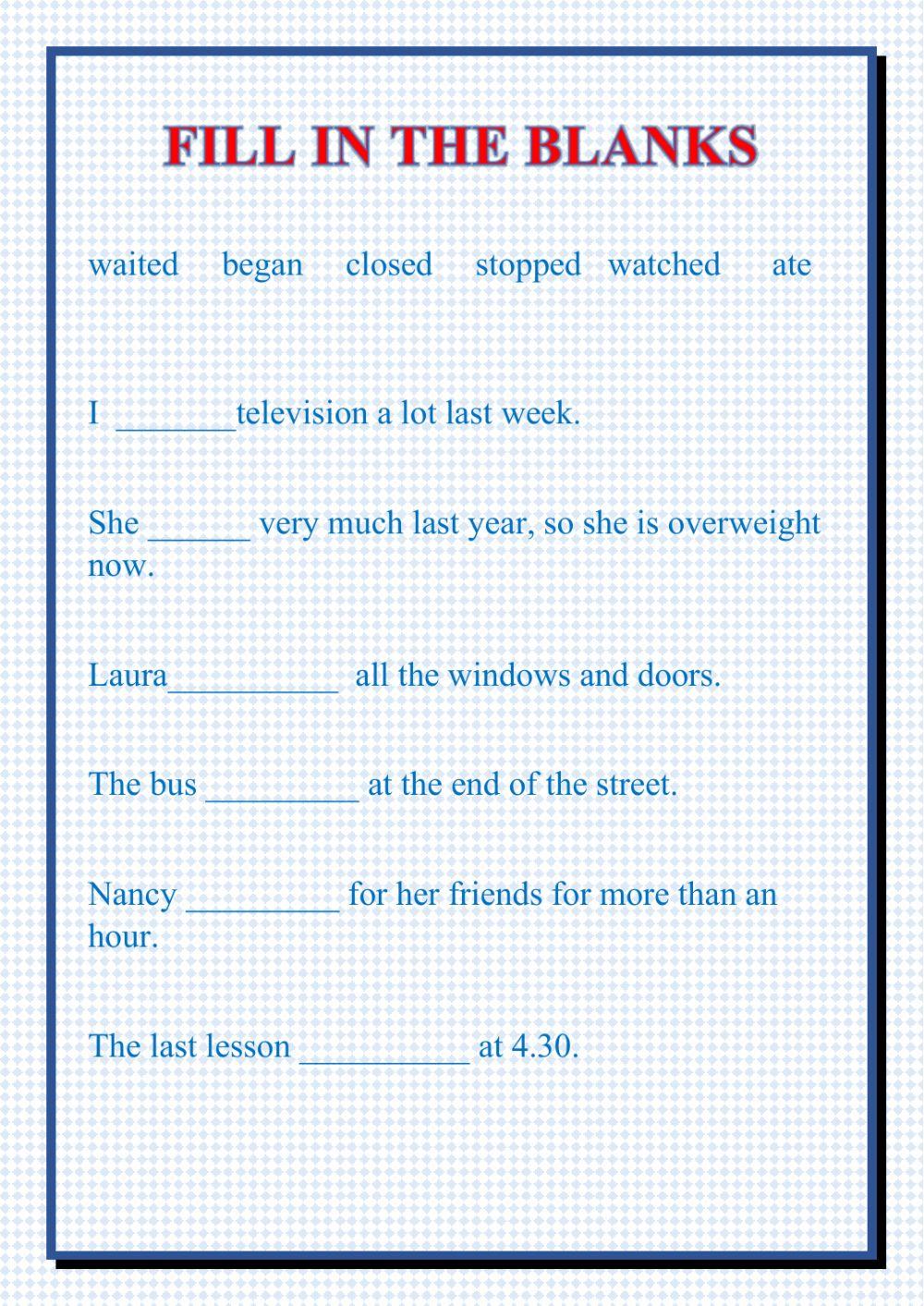Past simple:affirmative worksheet | Live Worksheets