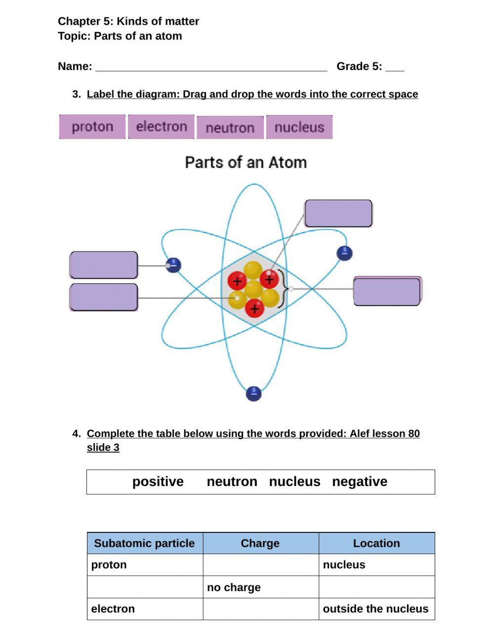 Labeling atoms- BL online exercise for | Live Worksheets