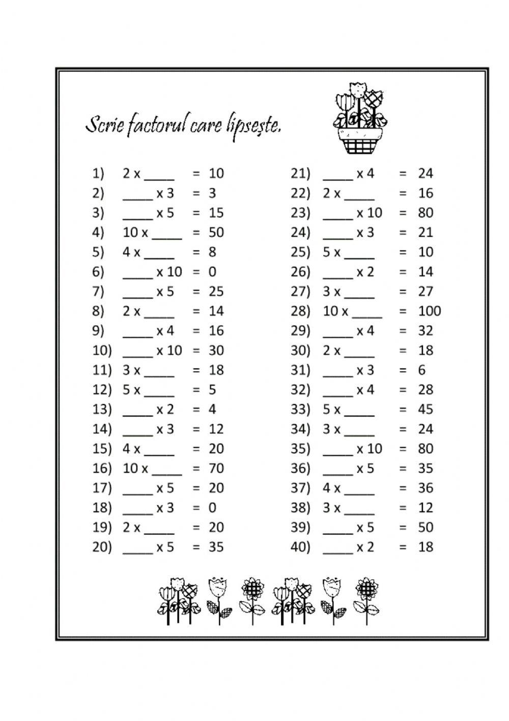 Fișă de lucru la matematică exercise | Live Worksheets
