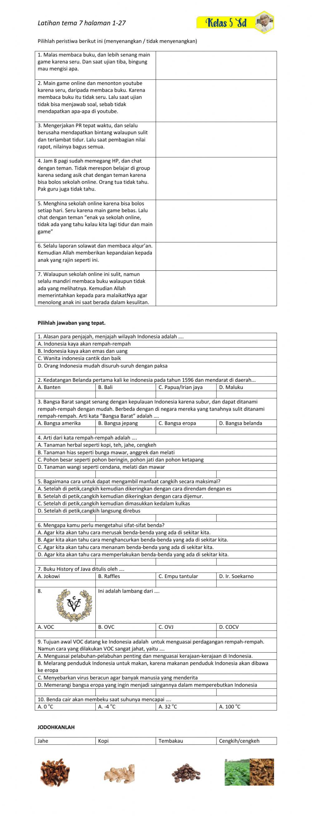 Tema 7 halaman 1-27 worksheet | Live Worksheets