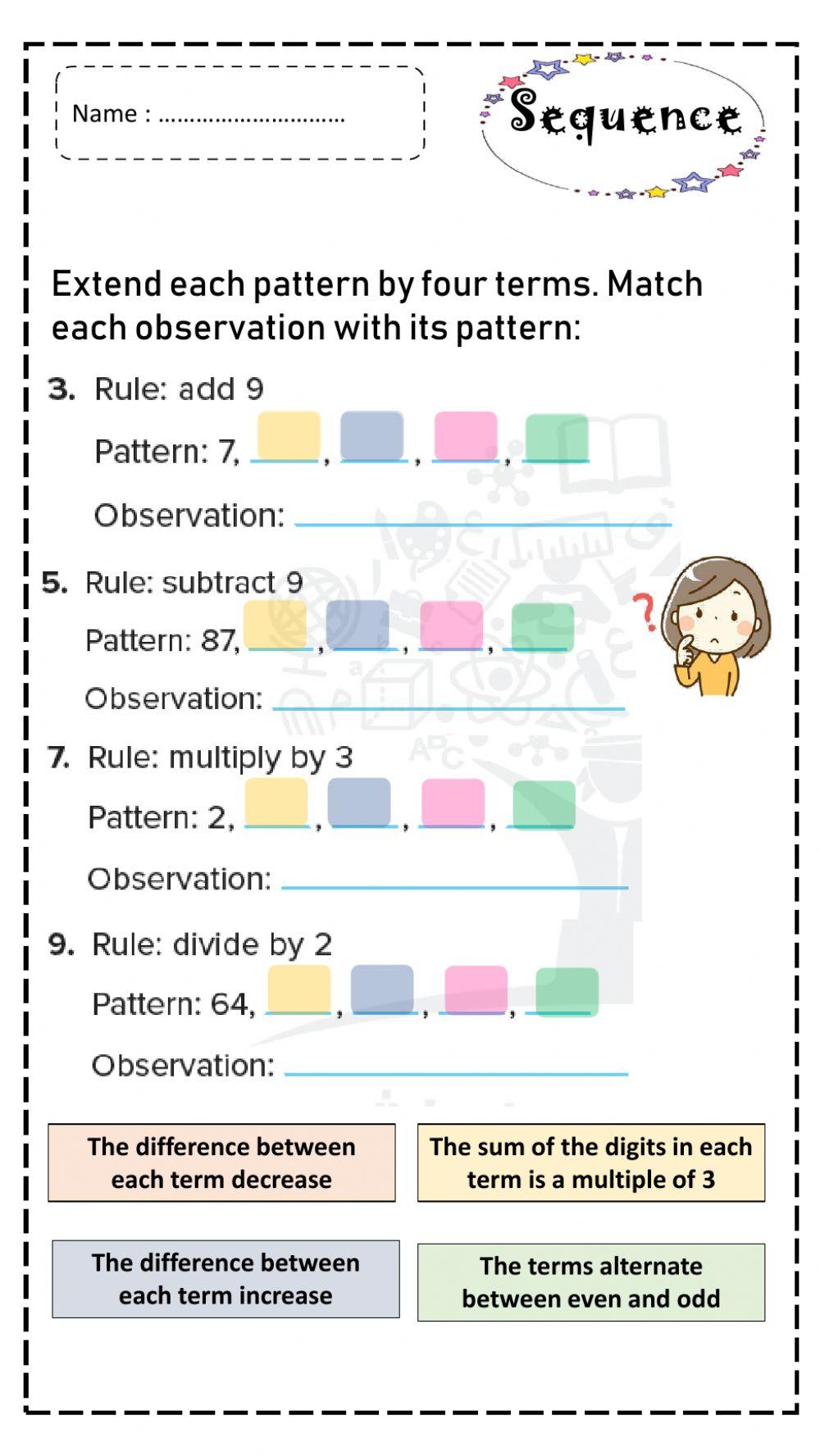 Sequence interactive exercise | Live Worksheets