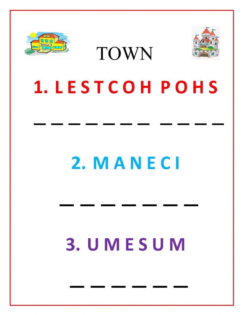Town vocabulary | Live Worksheets