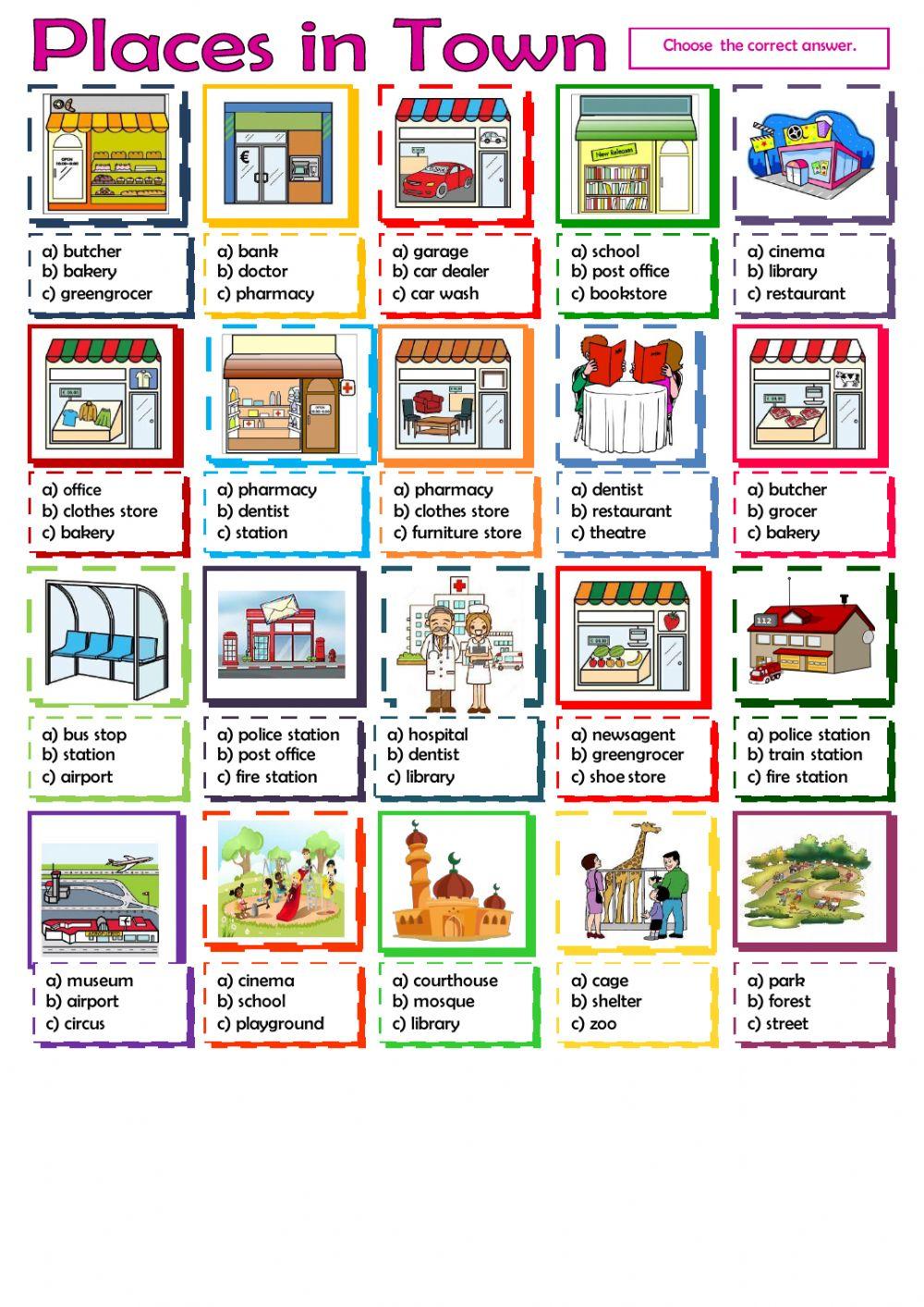 Places in Town 6345724 | fatimaalali | LiveWorksheets