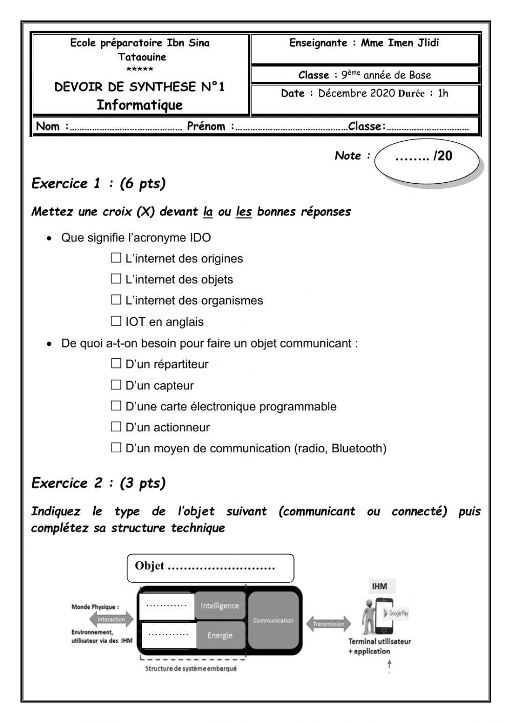 DEVOIR DE SYNTHESE 9EME 4589761 | imenjl | Live