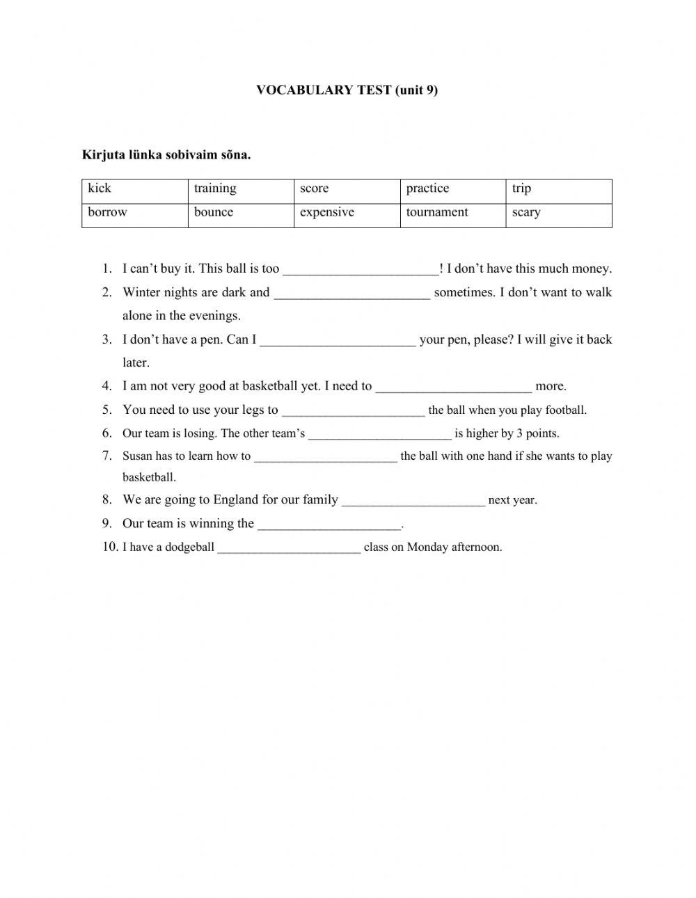 ILE 2 unit 9 vo… | Free Interactive Worksheets | 617166